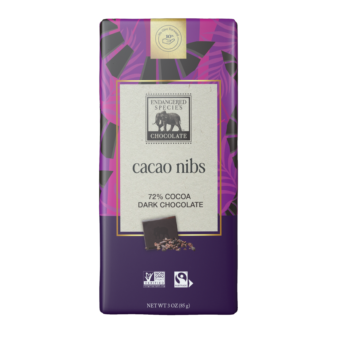 cacao nibs + 72% dark chocolate – Endangered Species Chocolate