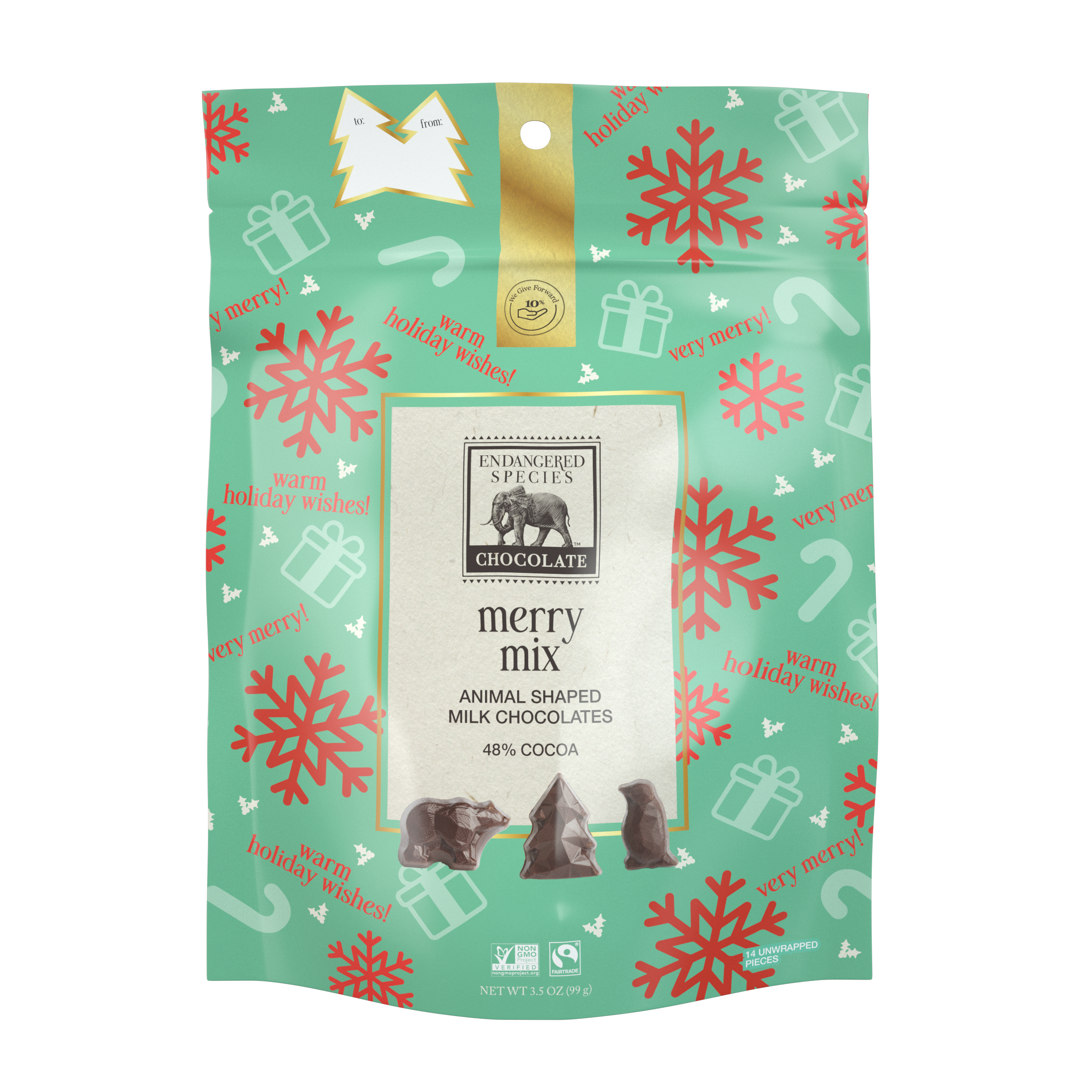 merry mix - holiday shaped milk chocolates – Endangered Species Chocolate